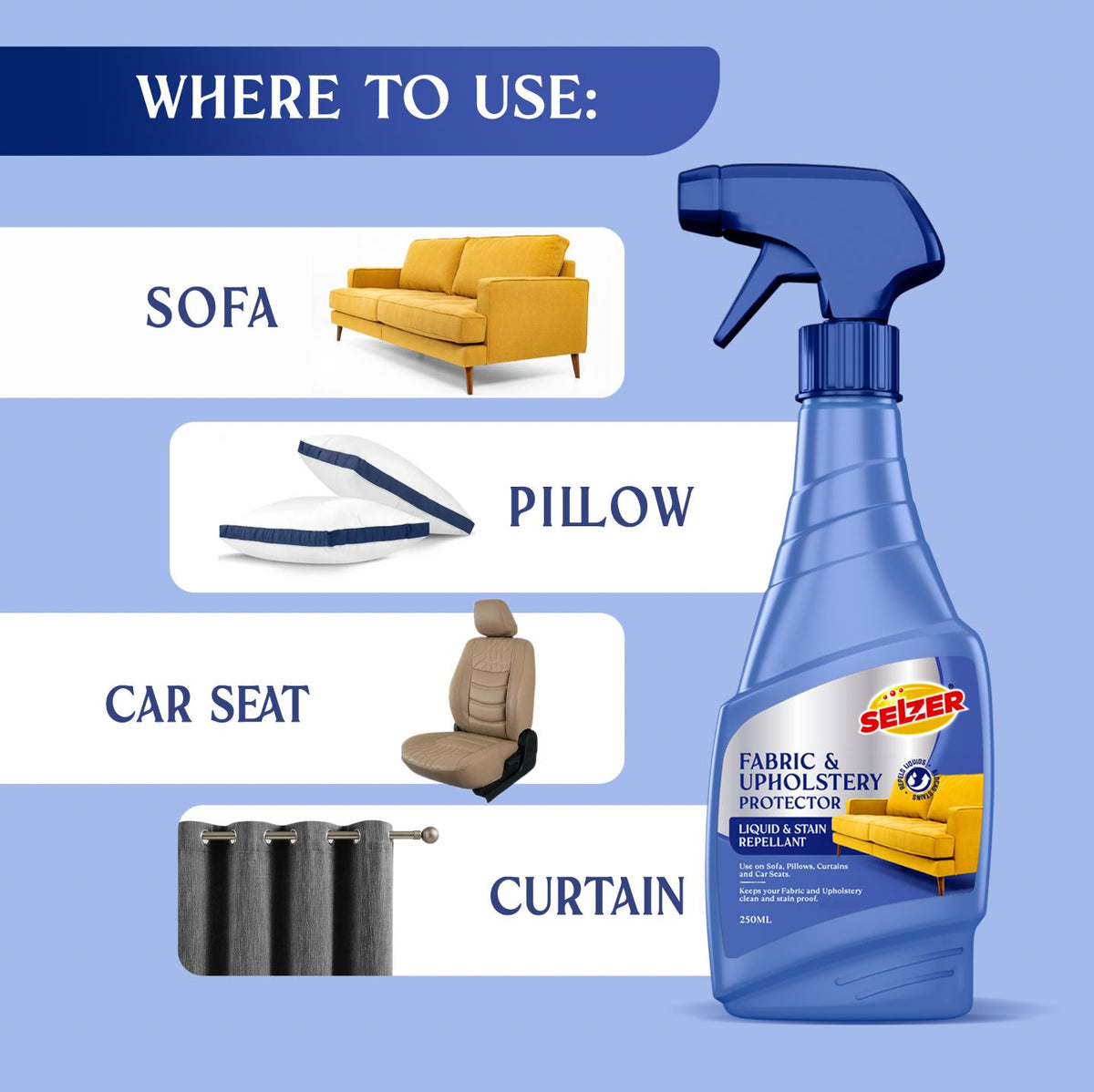 Selzer Fabric & Upholstery Protector - Stain Defense – Selzer Home Care ...